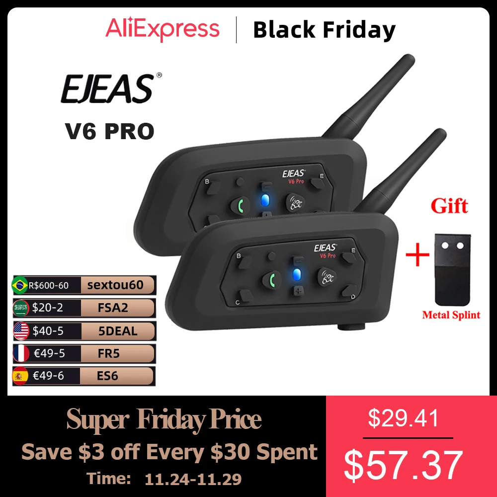 EJEAS-V6-PRO-Bluetooth-Motocicleta-Intercom-Capacete-Headset-1200m ...