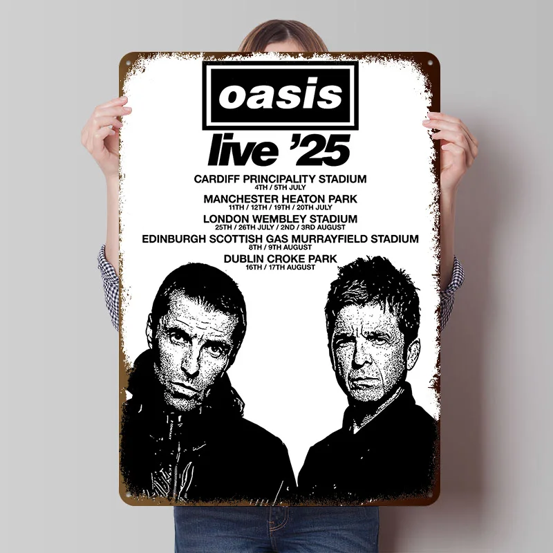 Oasis Live '25 Tour Tinplate Posters Customizable Wall Art Retro ...