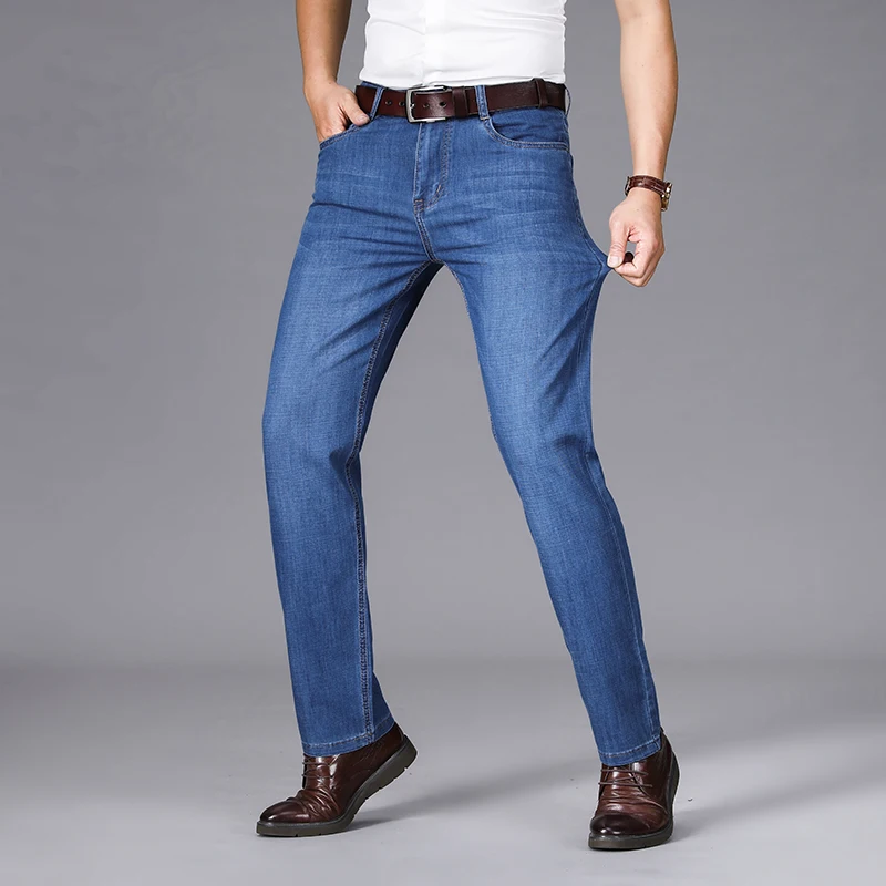 Cal-a-jeans-fina-de-perna-reta-masculina-estilo-cl-ssico-de-neg-cios ...