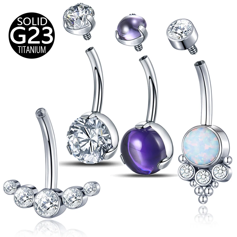 1Pc-Titanium-Belly-Button-Ring-Internal-Threaded-Navel-Nombril-Piercing ...