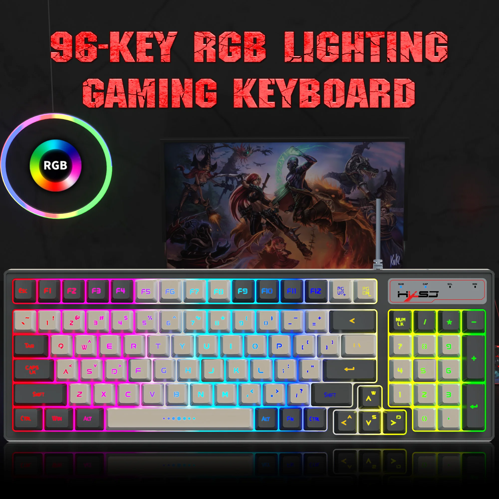 96-Keys-RGB-Lighting-Game-Keyboard-USB-Wired-Color-Matching-Gaming ...