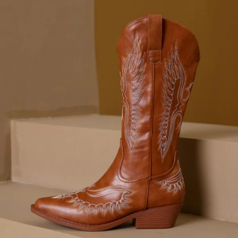 Botas-bordadas-at-o-joelho-para-mulheres-botas-de-cowboy-artesanais ...