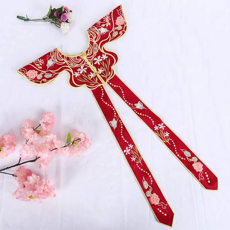 Embroidered-Hanfu-Collar-Shoulder-Shawl-Long-Ribbon-Tie-Yellow-Red ...