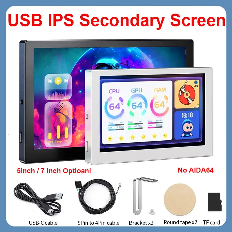 Monitor-de-tela-secund-ria-IPS-tipo-C-computador-CPU-GPU-HDD-espectro ...