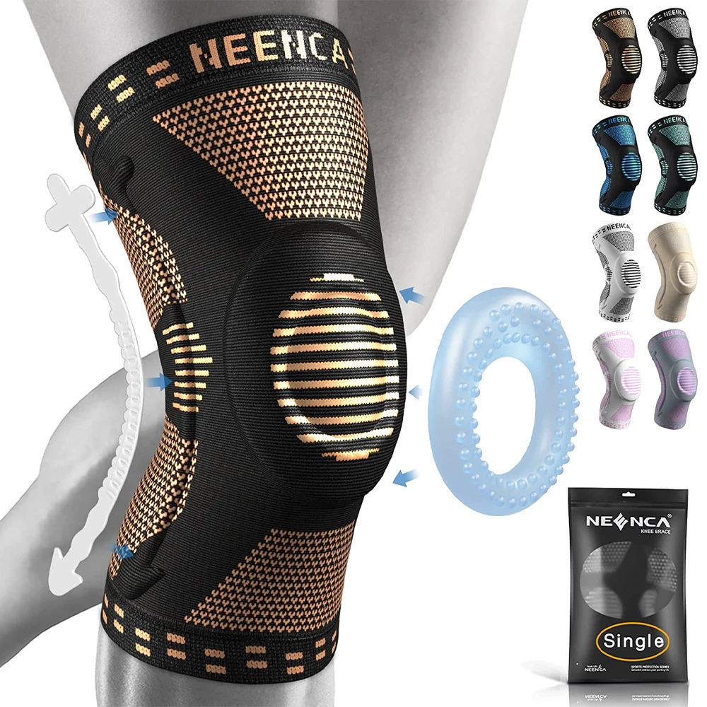 NEENCA Copper Knee Brace Knee Support with Patella Gel Pad &Side ...