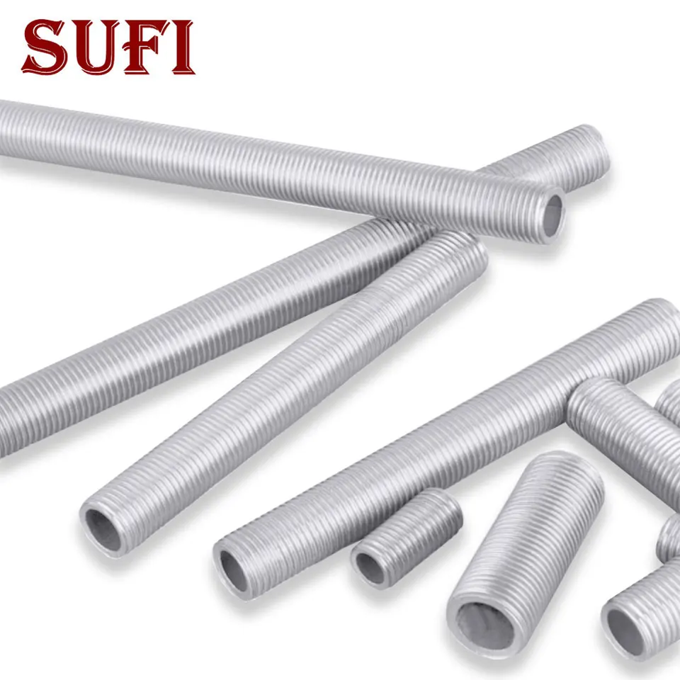 Tubo recto de tornillo hueco galvanizado, piezas de rosca completa ...