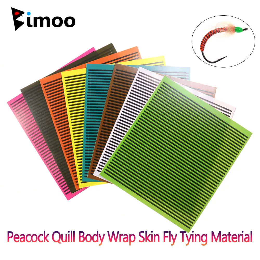 Bimoo 1/8sheets Synthetic Peacock Quill Body Wrap Skin Fly Tying ...