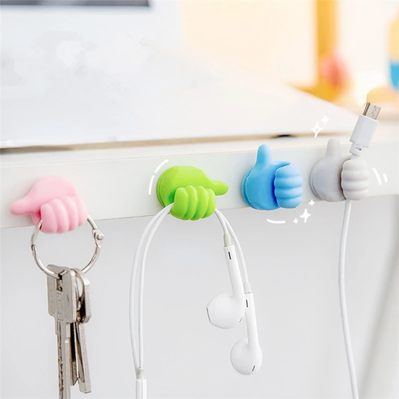4pcs Wall Hook Thumb Hooks Clip Key Holder Key Chain Wire Organizer ...