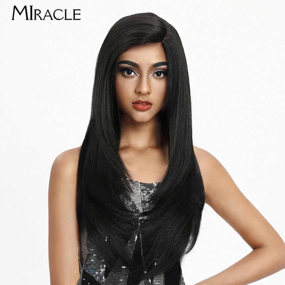 MIRACLE-Long-Straight-Lace-Front-Wig-24-Side-Part-Synthetic-Lace-Wig ...