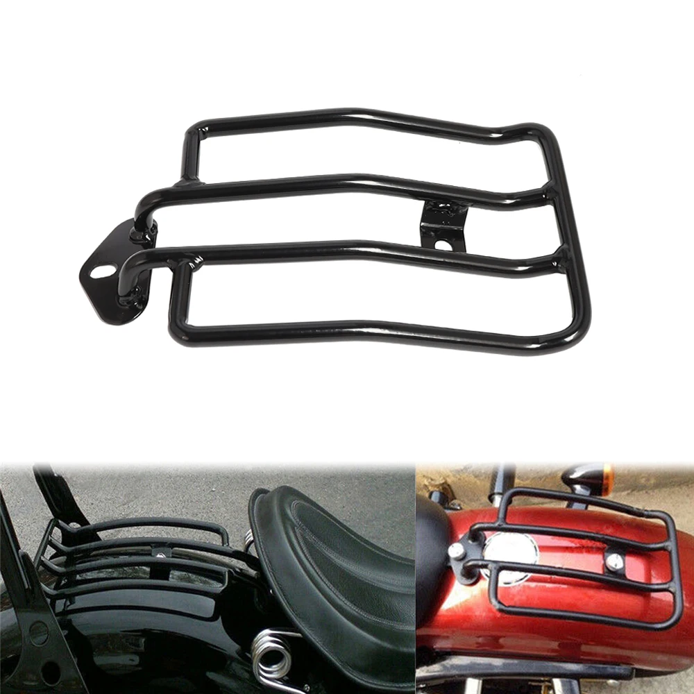 Motorcycle-Chrome-Black-Rear-Fender-Luggage-Rack-Support-Shelf-Solo ...