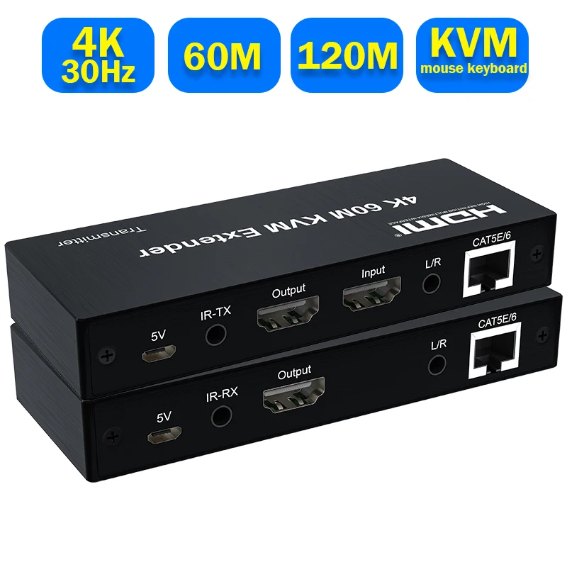4K-120M-HDMI-KVM-Extender-60M-over-RJ45-Ethernet-Cat5e-6-cable-HDMI-USB ...