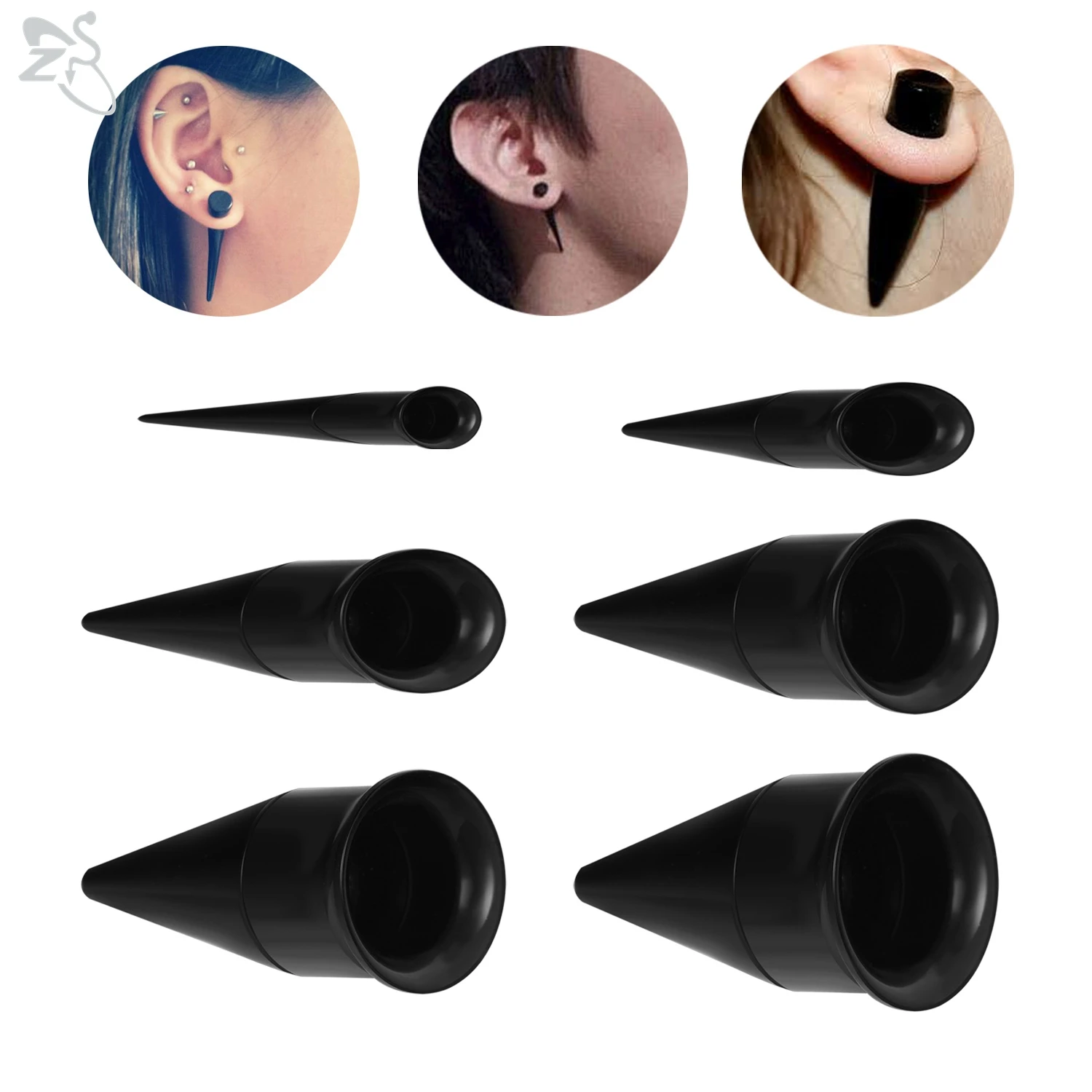 AOEDEJ-3-16MM-1-Piece-Acrylic-Ear-Plugs-and-Tunnels-Black-Color-Two-In ...