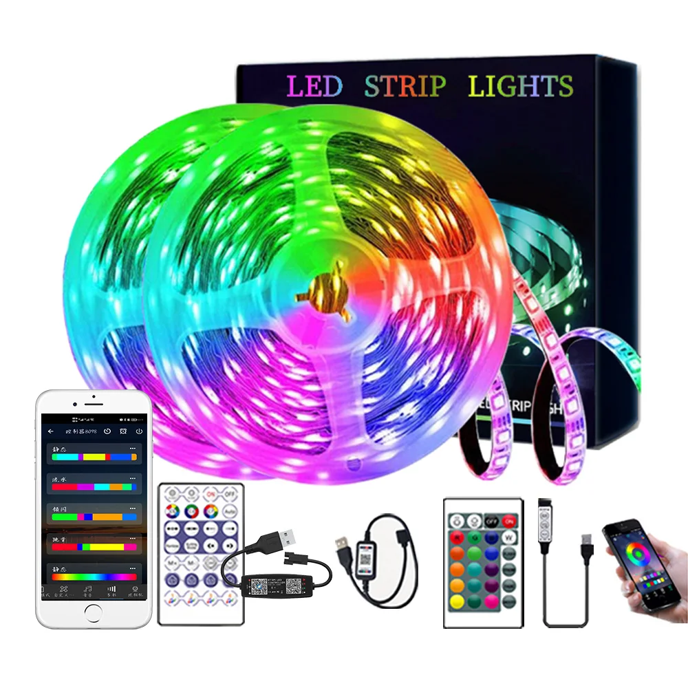 WS2812B-USB-LED-Strip-RGBIC-Bluetooth-App-Control-Chasing-Effect-Lights ...