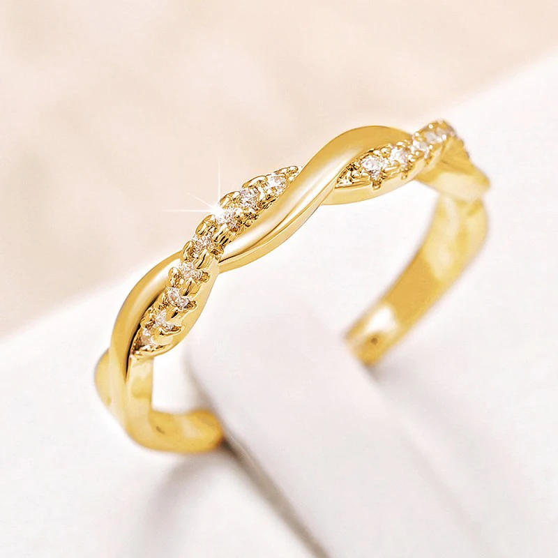 Huitan Fancy Women's Finger Ring Twist Band with Sparkling Cubic ...