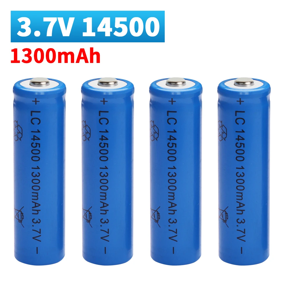14500 3.7V 1300mAh Li-ion Rechargeable Batteries AA Battery Lithium ...