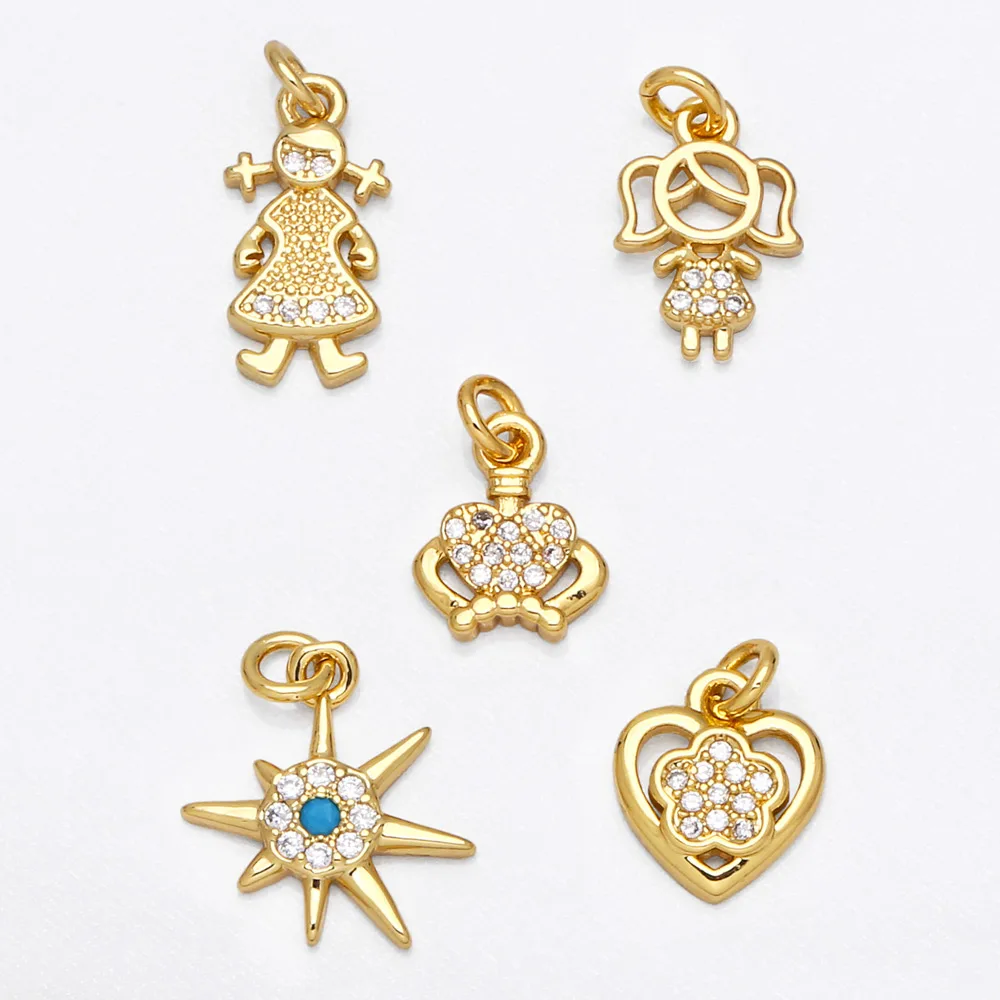 Girl Charm | Components - Cute Charm Necklace Bracelet Gold Plated Diy ...