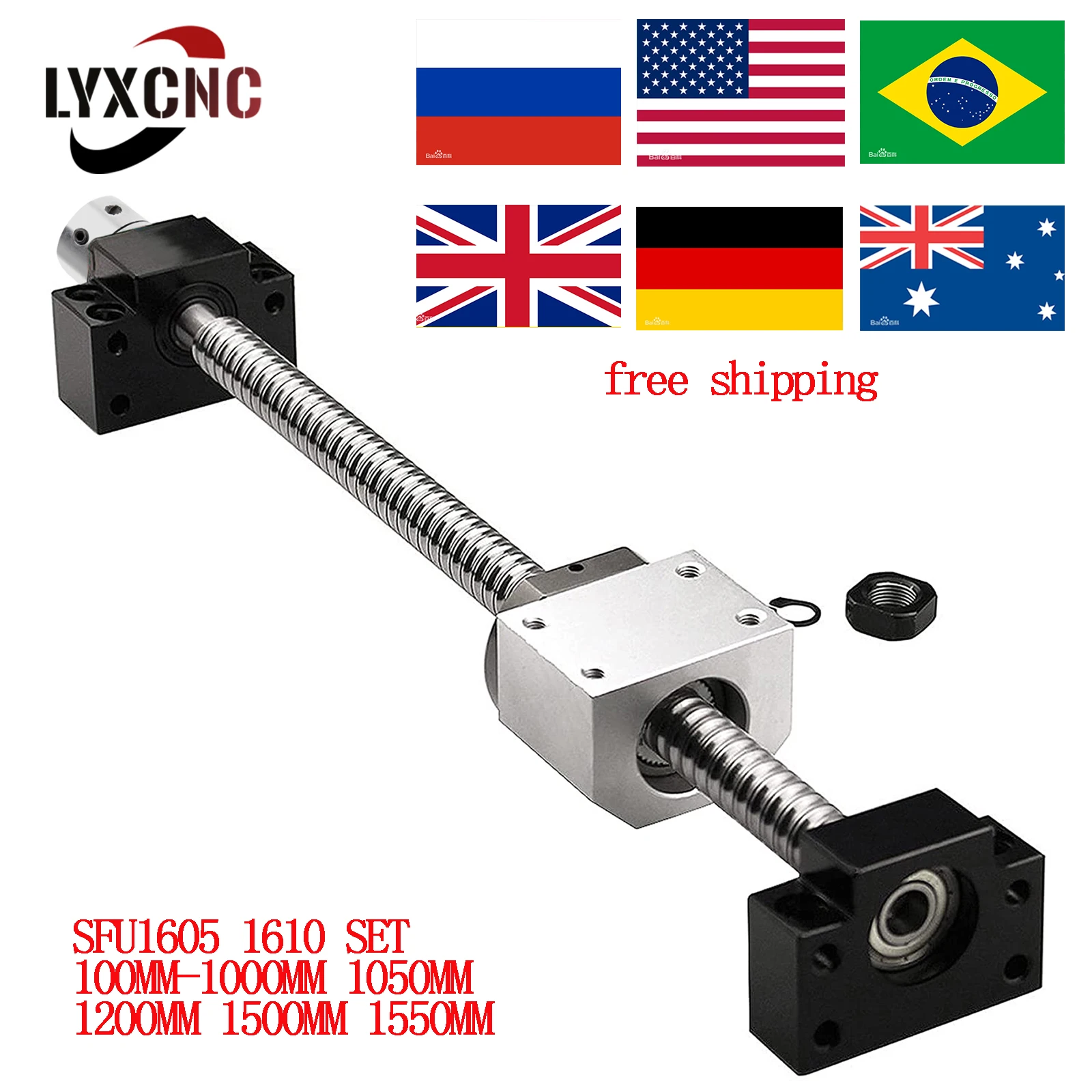 SFU1605-1610-juego-tornillo-de-bola-enrollado-SFU1605-1610-C7-con ...