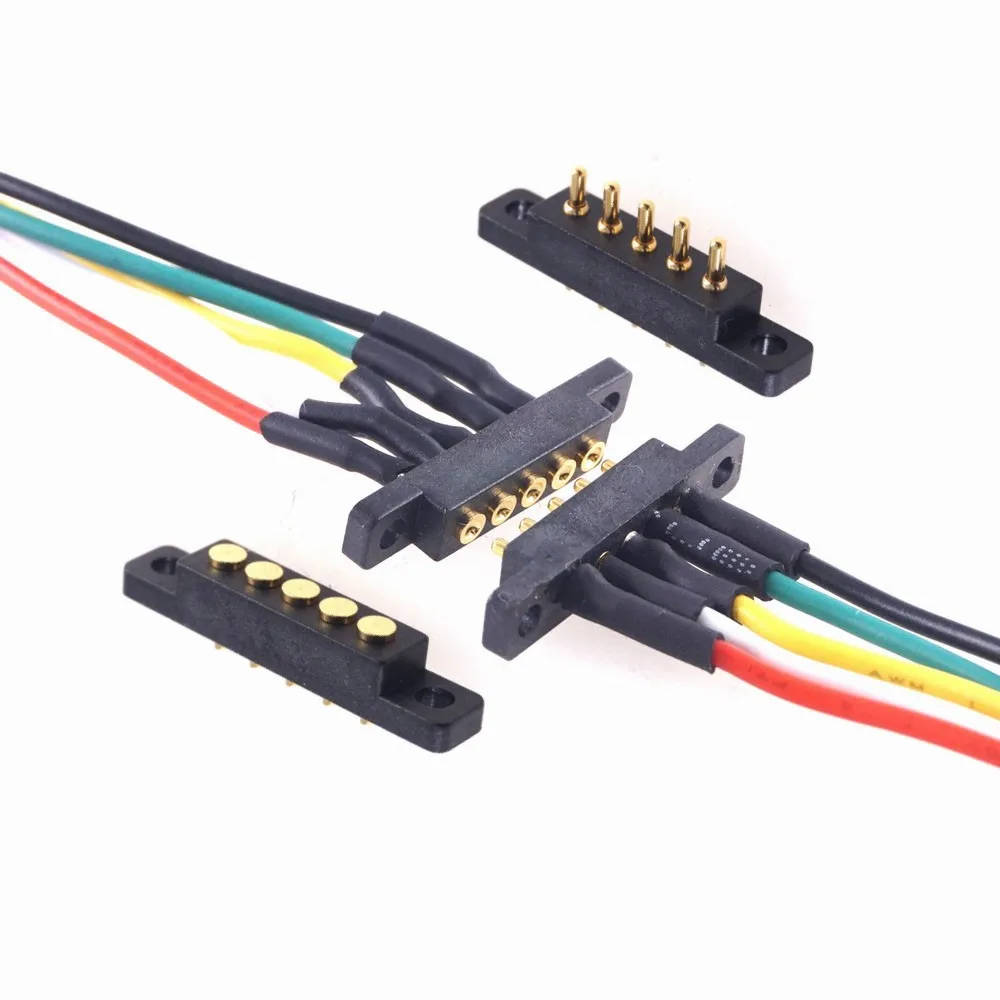 2 Pcs Female Male Spring Loaded Connector Pogo Pin 5 Pin 2.54 MM Pitch ...