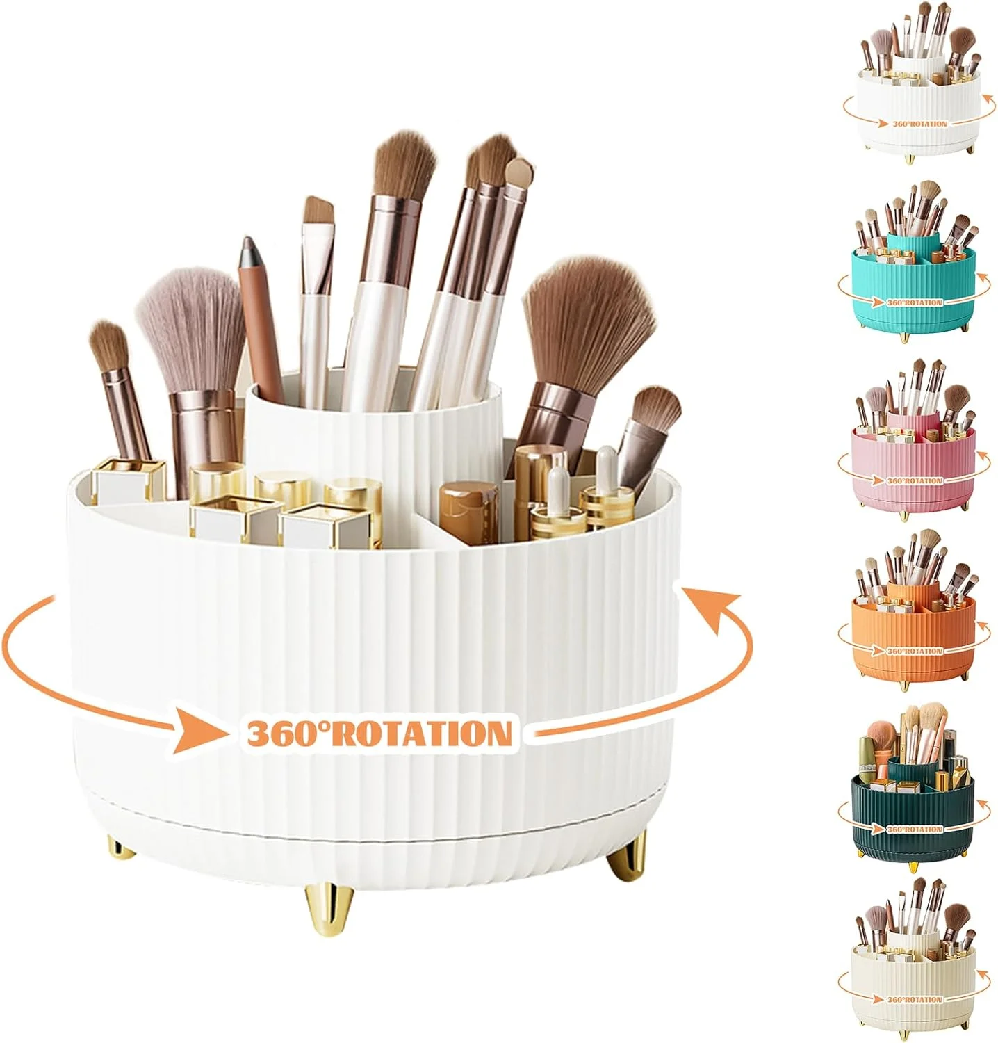360°Rotating Makeup Desktop Cosmetic Storage Box Organizer 5 Slot Large ...