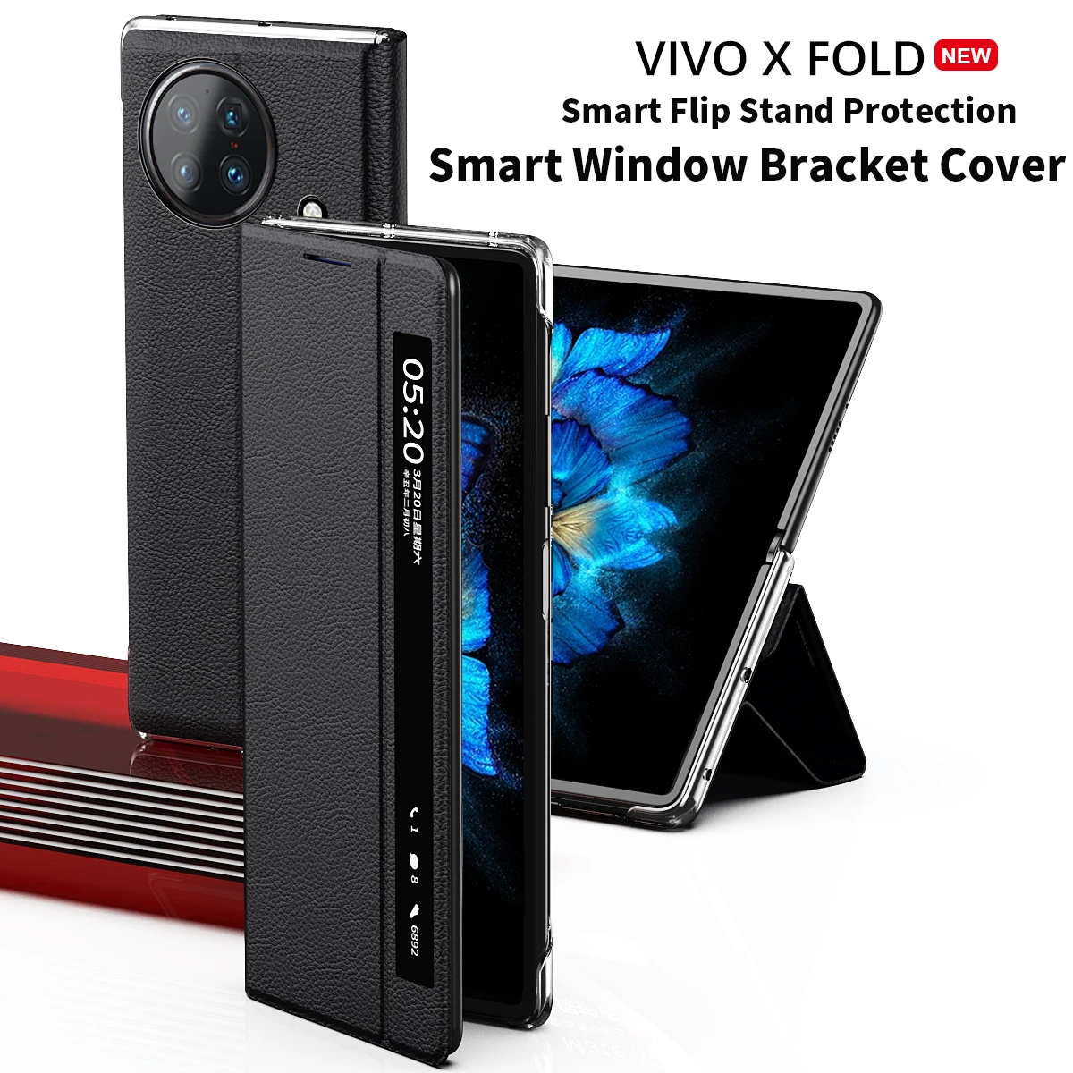 Leather Hard Flip Stand Holder | Vivo X Fold Smart Flip Cover | Vivo X ...