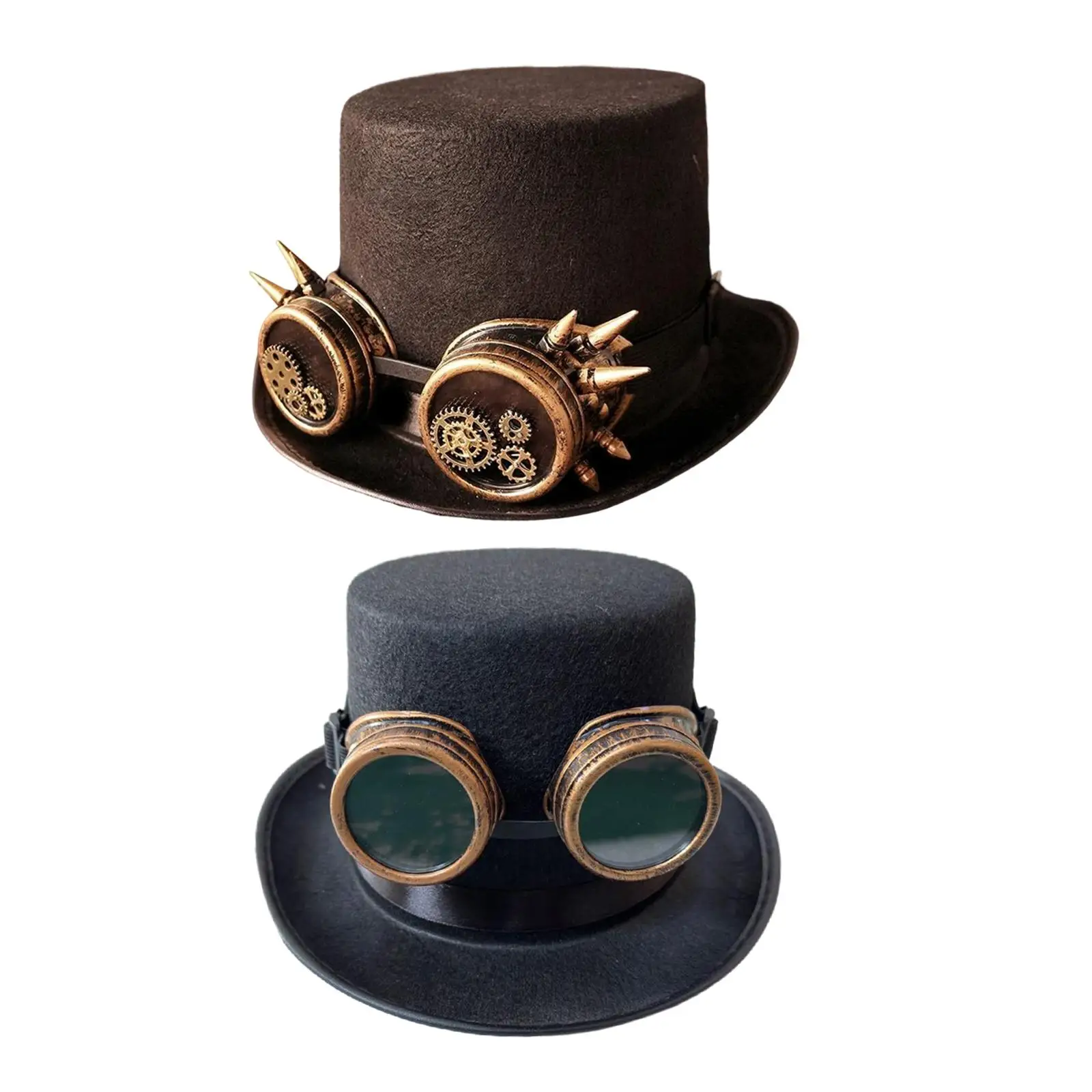 Men Women Steampunk Top Hat Brown Headwear Fedora for Cosplay Novelty ...
