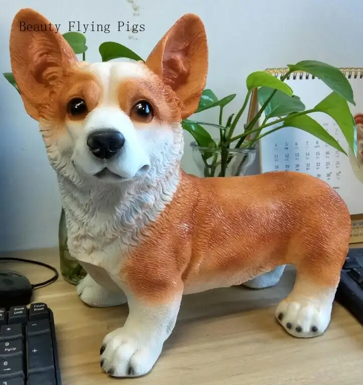 Corgi Dog Figurines Modern Decoration Lucky Resin Craft Corgi Standing ...
