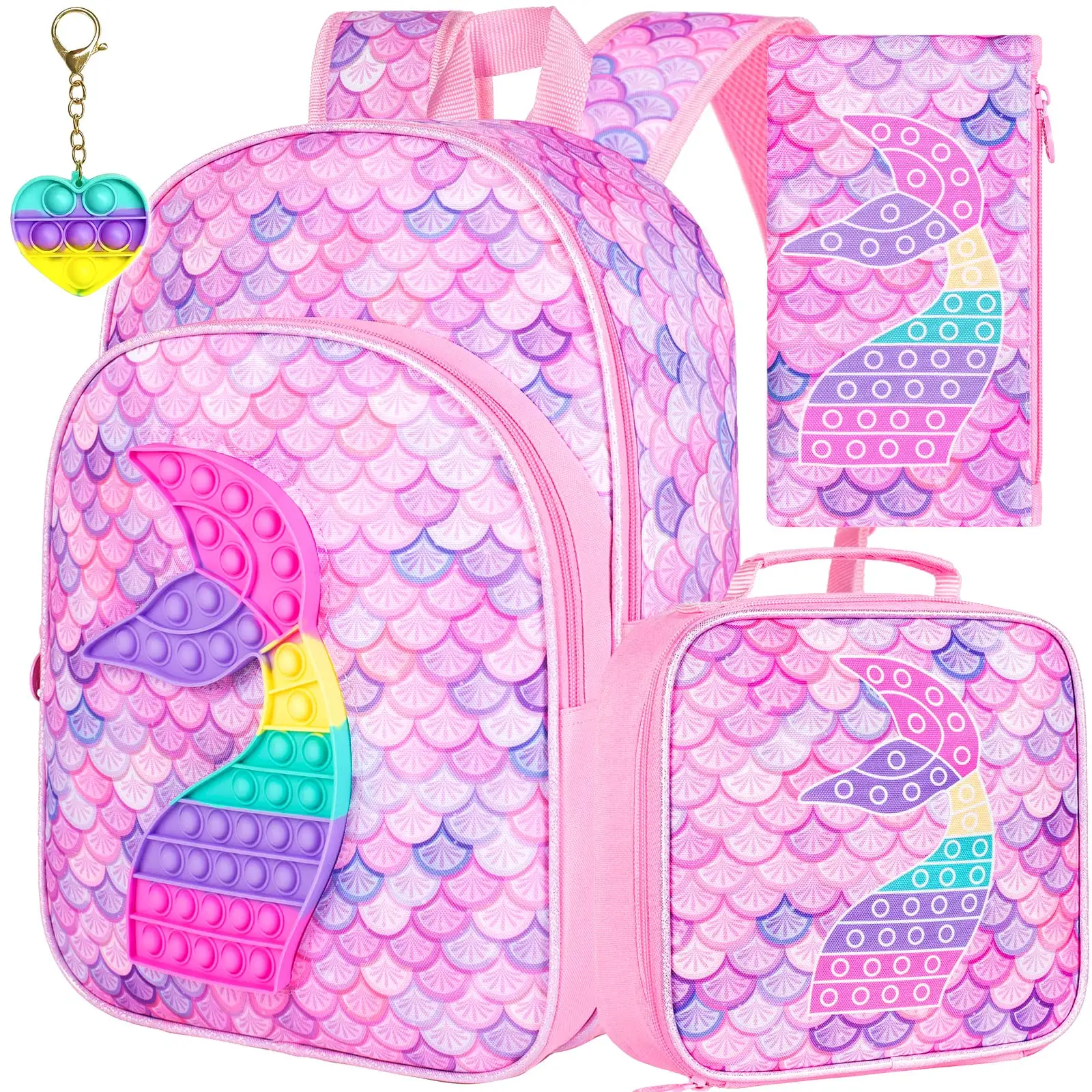 3PCS-Kids-Backpacks-for-Girls-16-Little-Kid-Mermaid-Backpack-Preschool ...