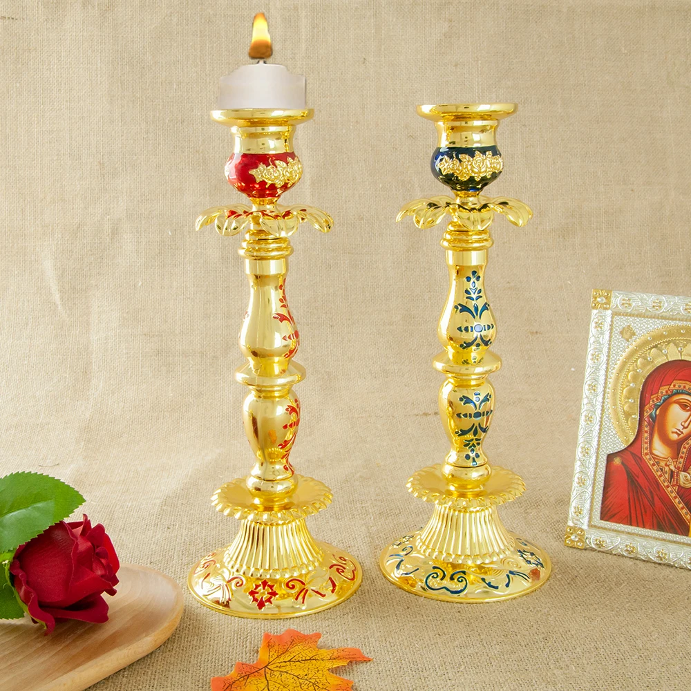 HT Orthodox Vigil Lamp Gold Plated Candle Holder Jesus Prayer Church ...