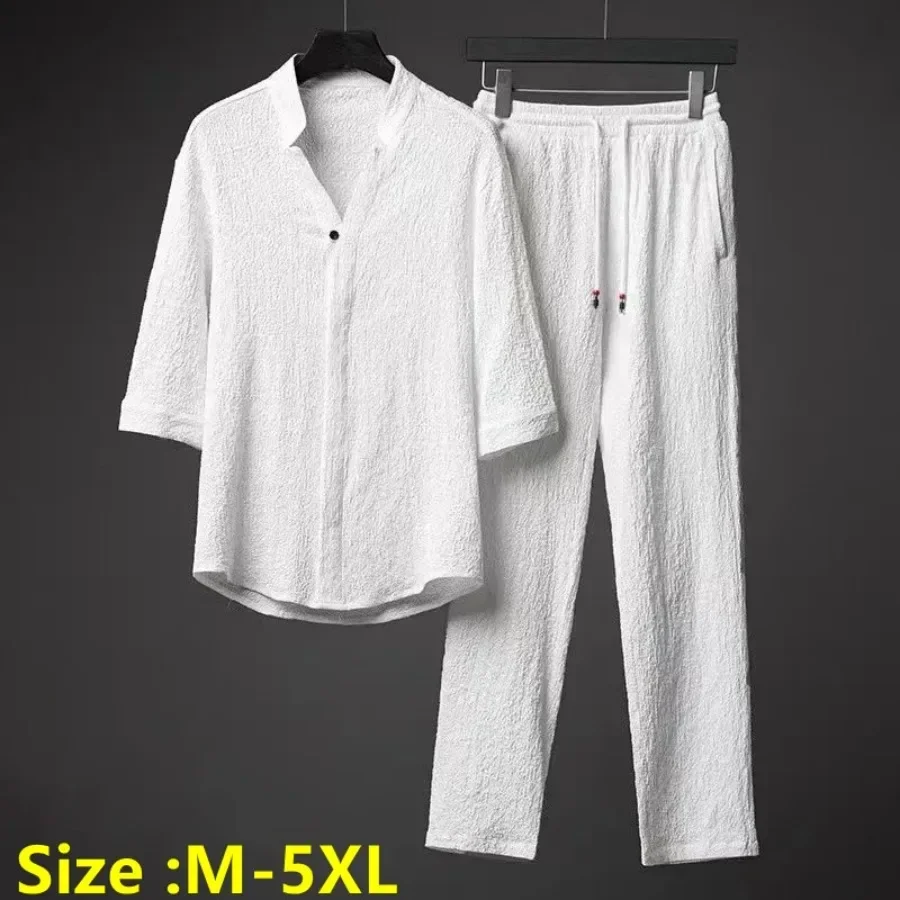 2026 Men's Two Piece Pant Sets Spring Summer Short Sleeve Shirt And ...