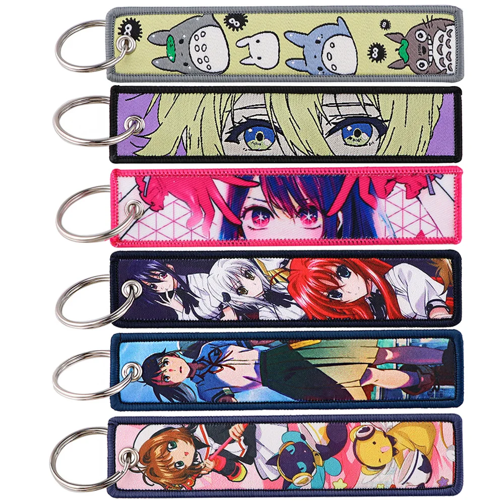 Anime-OSHI-NO-KO-Embroidery-Key-Fobs-Holder-Men-Women-Key-Tag-Key-Chain ...
