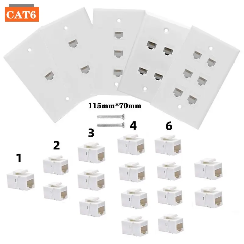 CAT6 1 Port, 2 Ports, 3 Ports, 4 Ports, 6 Ports Buckle Panel Network ...
