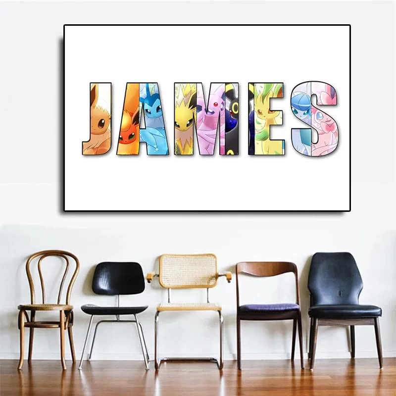 Customize-Personalised-NAME-Word-Art-Print-Pokemon-Pikachu-Character ...