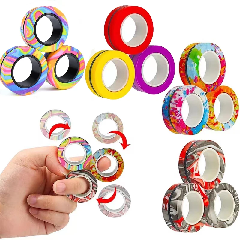 Magnetic Rings AntiStress Fidget Toy 3pcs Magic Ring Tool Bracelet ...