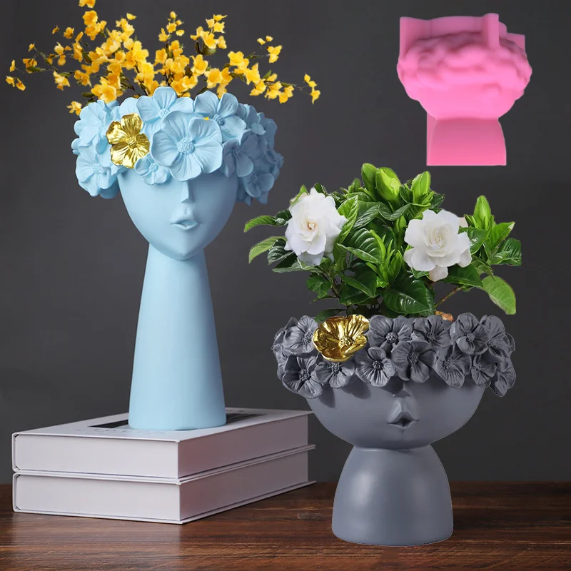 Simple-Art-Human-Face-resin-Vase-Silicone-Mold-Diy-Nordic-Style-Human ...