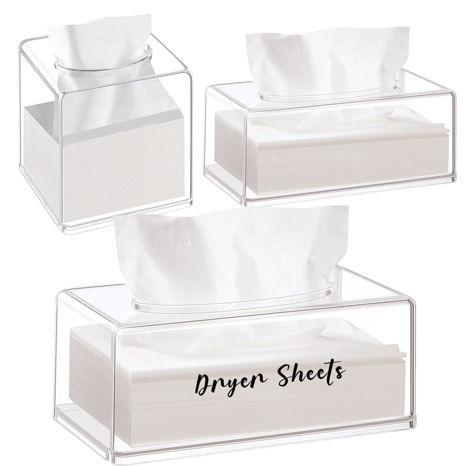 Acrylic-Tissue-Box-Square-Rectangular-Clear-Tissue-Holder-Facial-Tissue ...