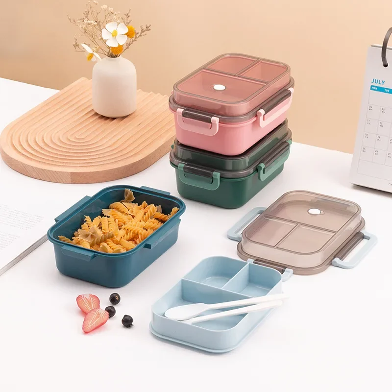 Portable Double Layer Lunch Box with Tableware for Office Workers ...