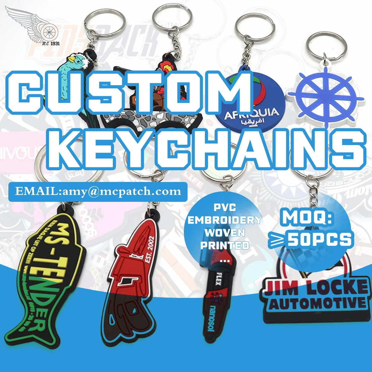 Custom Your Rubber PVC Keychains Wholesale 50PCS 3D 2D Soft Plastic ...