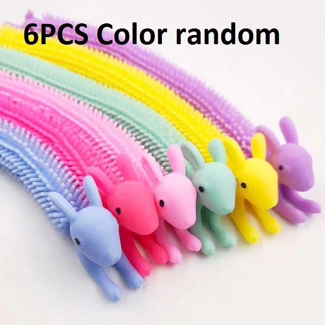 30-3PCS Funny Unicorn Pull Worm Noodle Fidget Toys Stretch String TPR ...