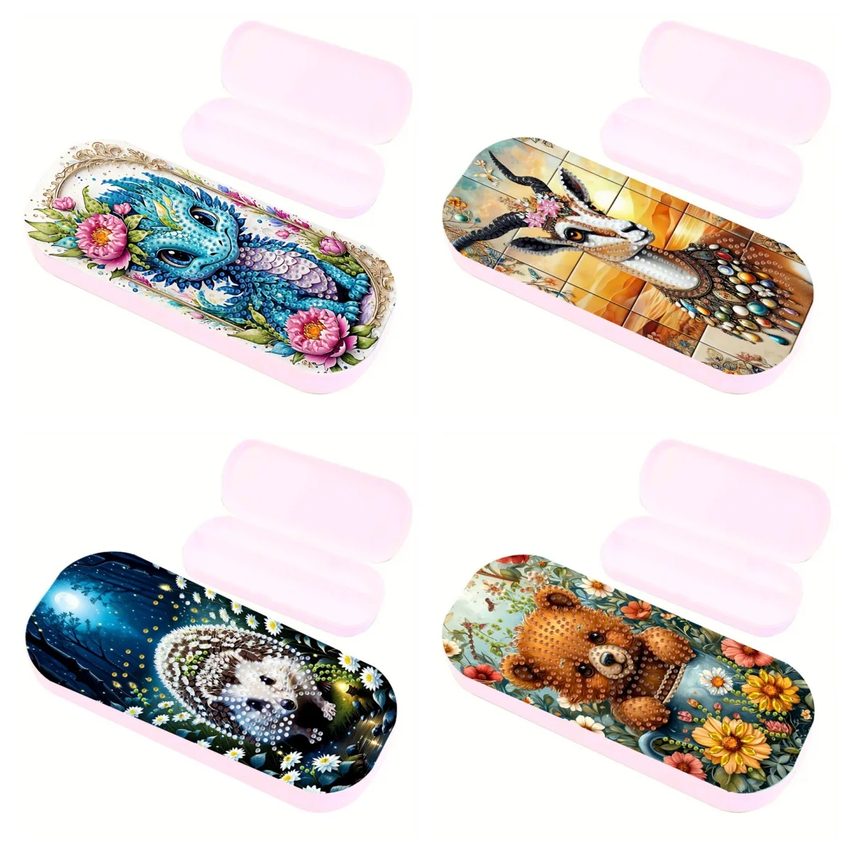 1 DIY animal diamond painting pencil case, plastic crystal rhinestone ...