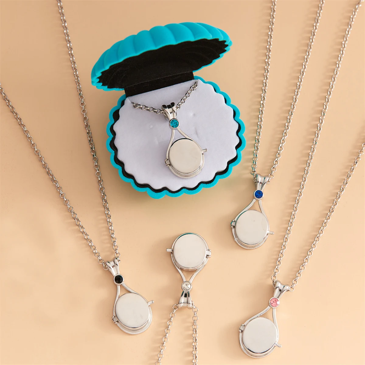 Collar-de-concha-H2o-colgante-con-cubierta-abierta-de-cristal-con ...