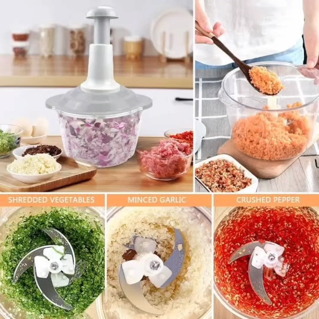 2L Hand Press Push Chopper Large Size | Vegetable & Meat Chopper ...