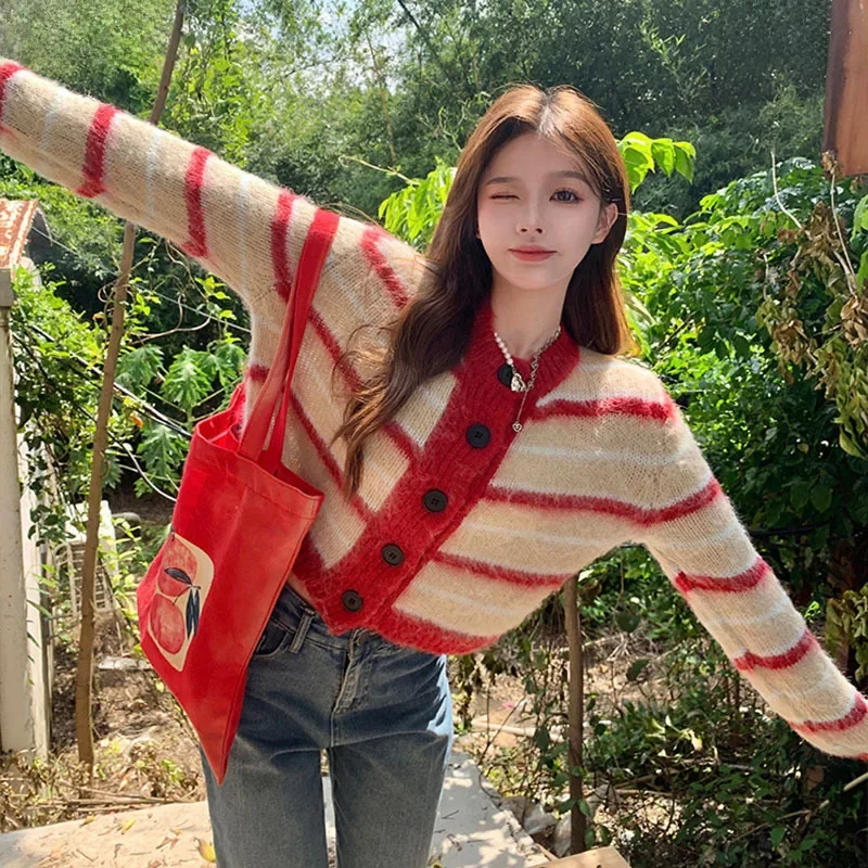 Autumn-winter-Knitted-Cardigan-Sweater-Jacket-Women-s-Loose-fit-Color ...