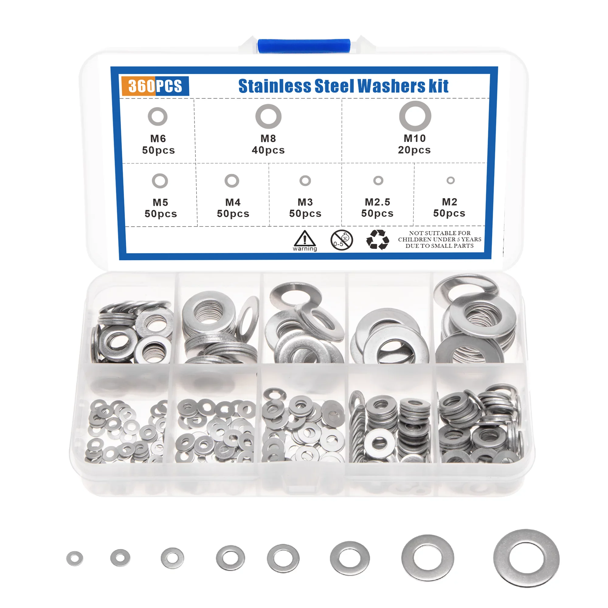 580-180Pcs-Stainless-Steel-Flat-Washer-Plain-Washer-Oring-Gasket-Set-of ...