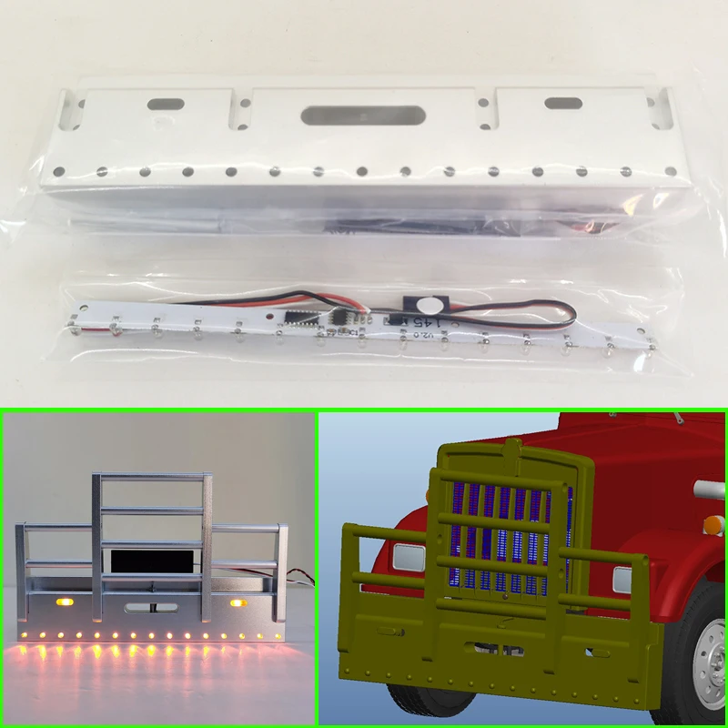 LED-Simulation-Metal-Front-Bumper-Collision-Avoidance-for-1-14-Tamiya-RC-Truck-Trailer-Tipper ...