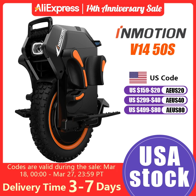 US-Stock-INMOTION-Adventure-V14-Electric-Unicycle-70km-h-Speed-134V ...