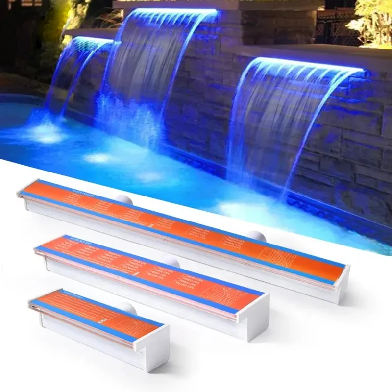 12V-Led-Colorful-waterfall-water-curtain-nozzle-swimming-pool-ABS-90cm ...