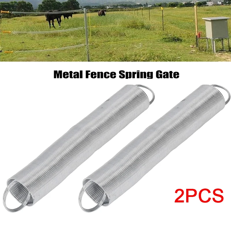 2PCS-Electric-Fence-Spring-Gates-For-Farm-Dog-Poultry-Stainless-Steel ...