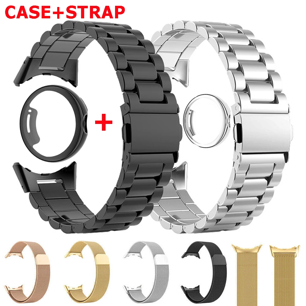 TPU Case Metal Strap For Google Pixel Watch2 Milanese Loop Band ...