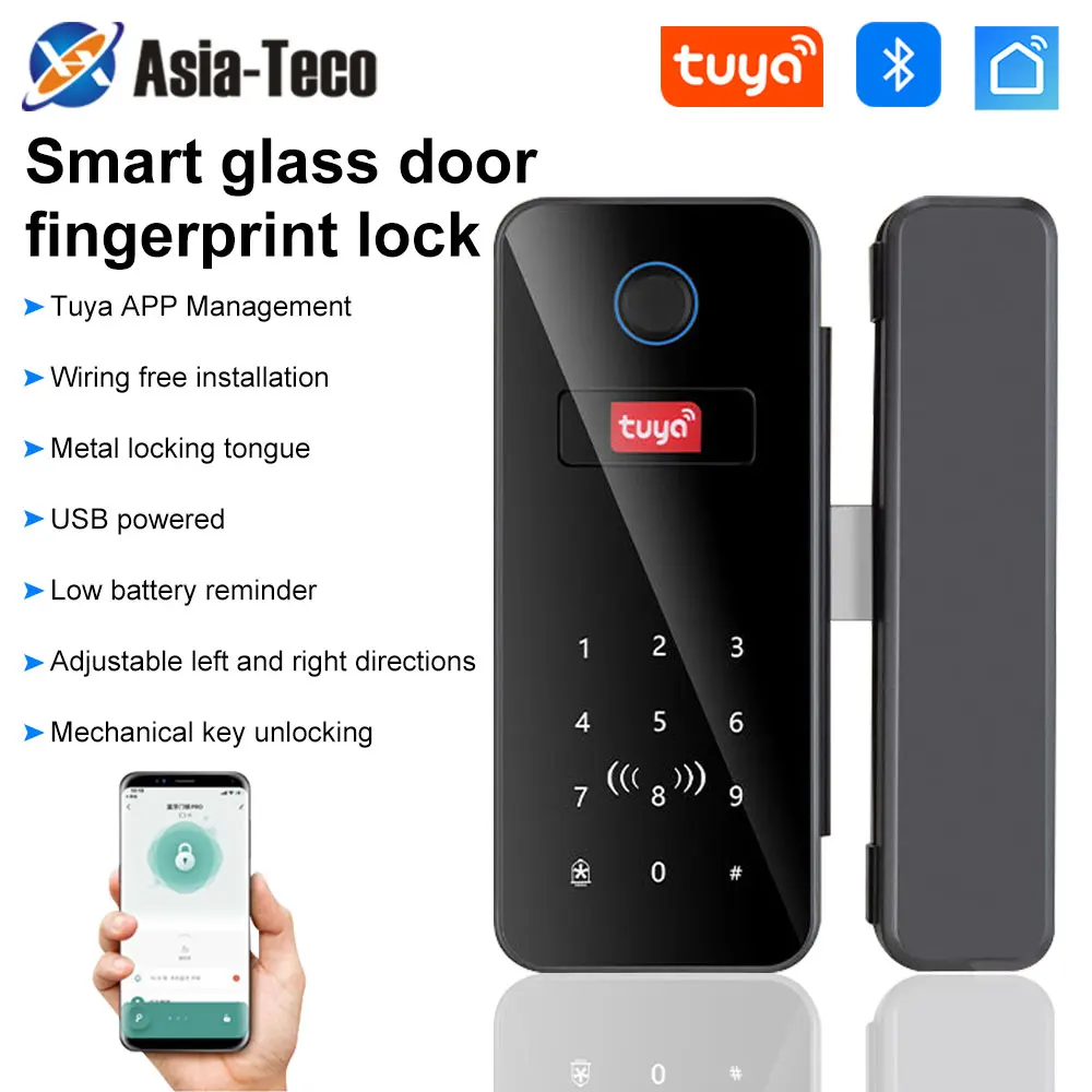 Tuya-App-Fingerprint-Glass-Door-Lock-Office-Electronic-Smart-Card-Lock ...