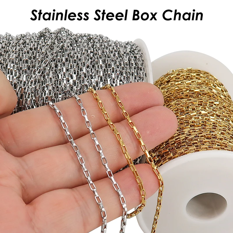 30-Feet-Stainless-Steel-Chain-Bulk-Wholesale-Rectangle-Box-Chain-Gold ...